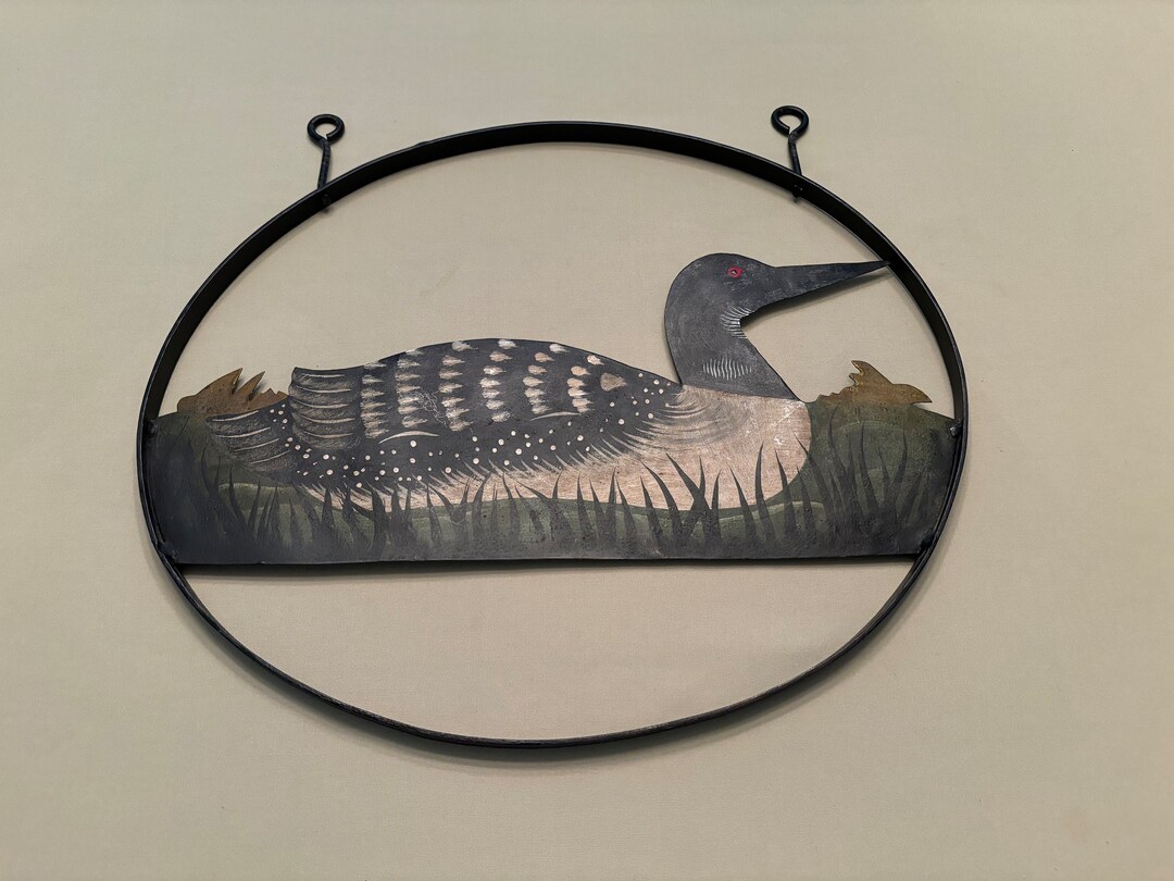 Hand Crafted Loon on Die-cut Cast Iron With Rim Frame, Ready to Hang - Etsy