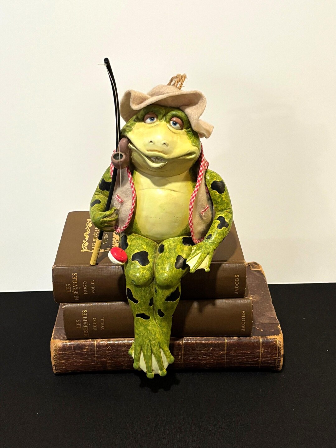 Vintage Fishing Frog Shelf Sitter Figurine - Etsy