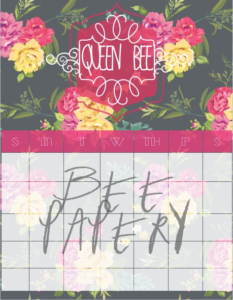 Queen Bee Floral Monthly Planner/calendar Printable PDF File - Etsy UK