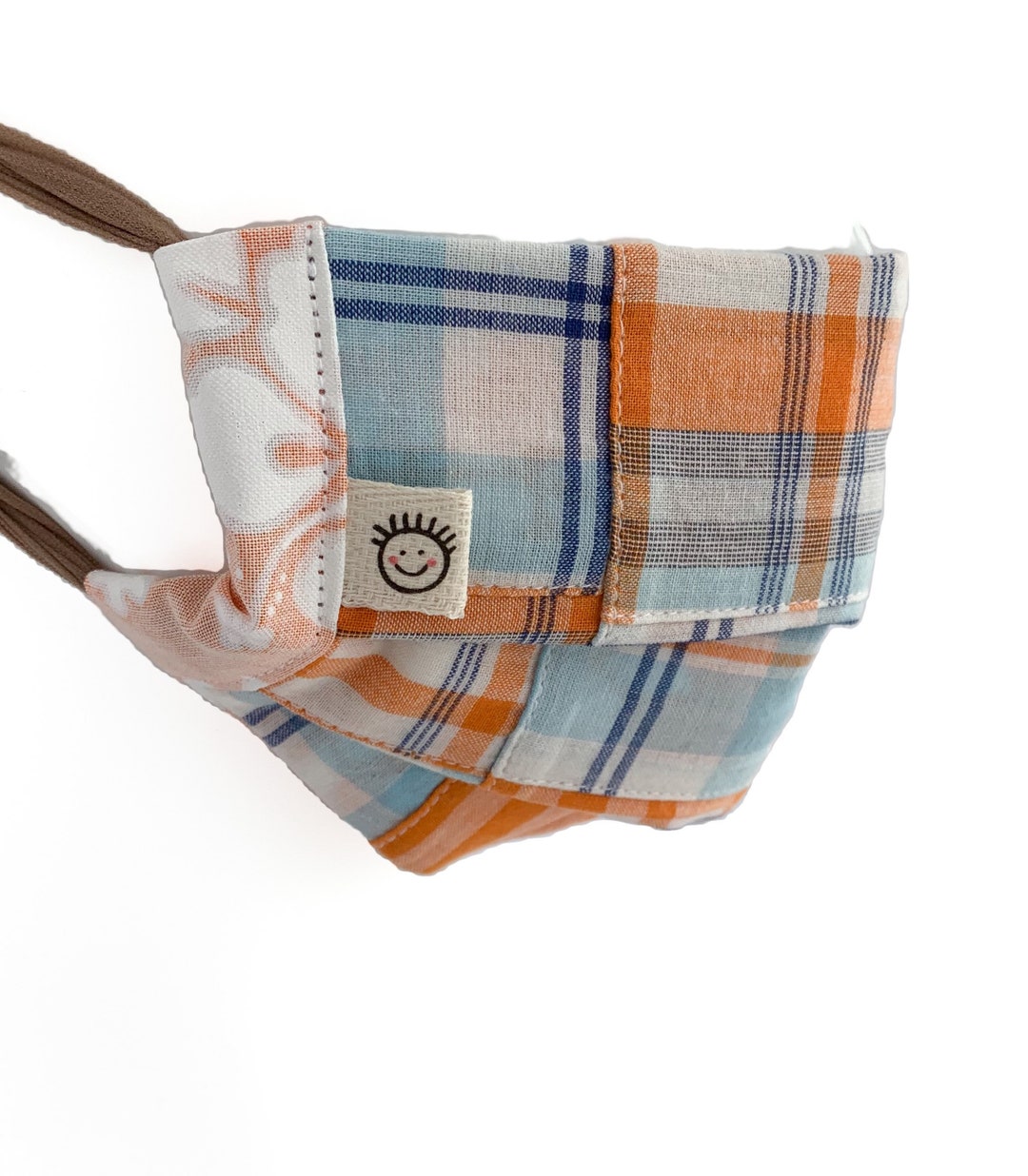 Orange and Blue Madras Plaid Unisex Face Mask With Muted Orange ...