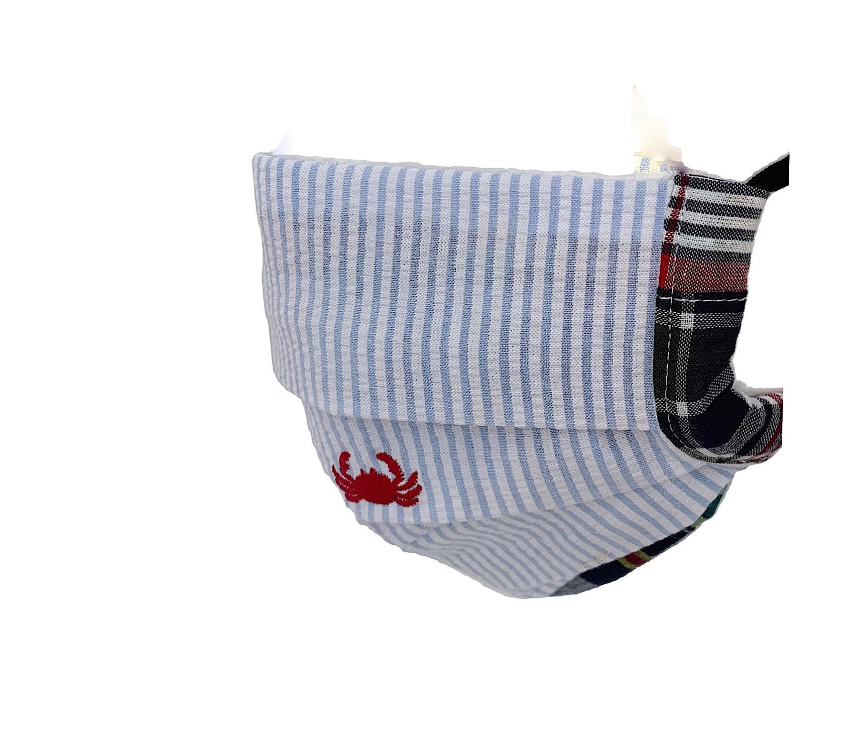 Blue Striped Face Mask Blue and White Seersucker Red | Etsy