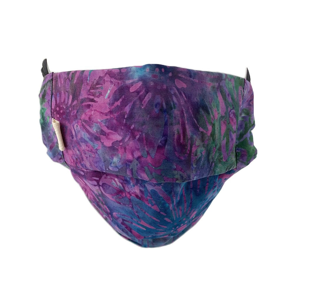 Men or Women's Stunning Purple Green Blue Batik Face Mask With Nose ...