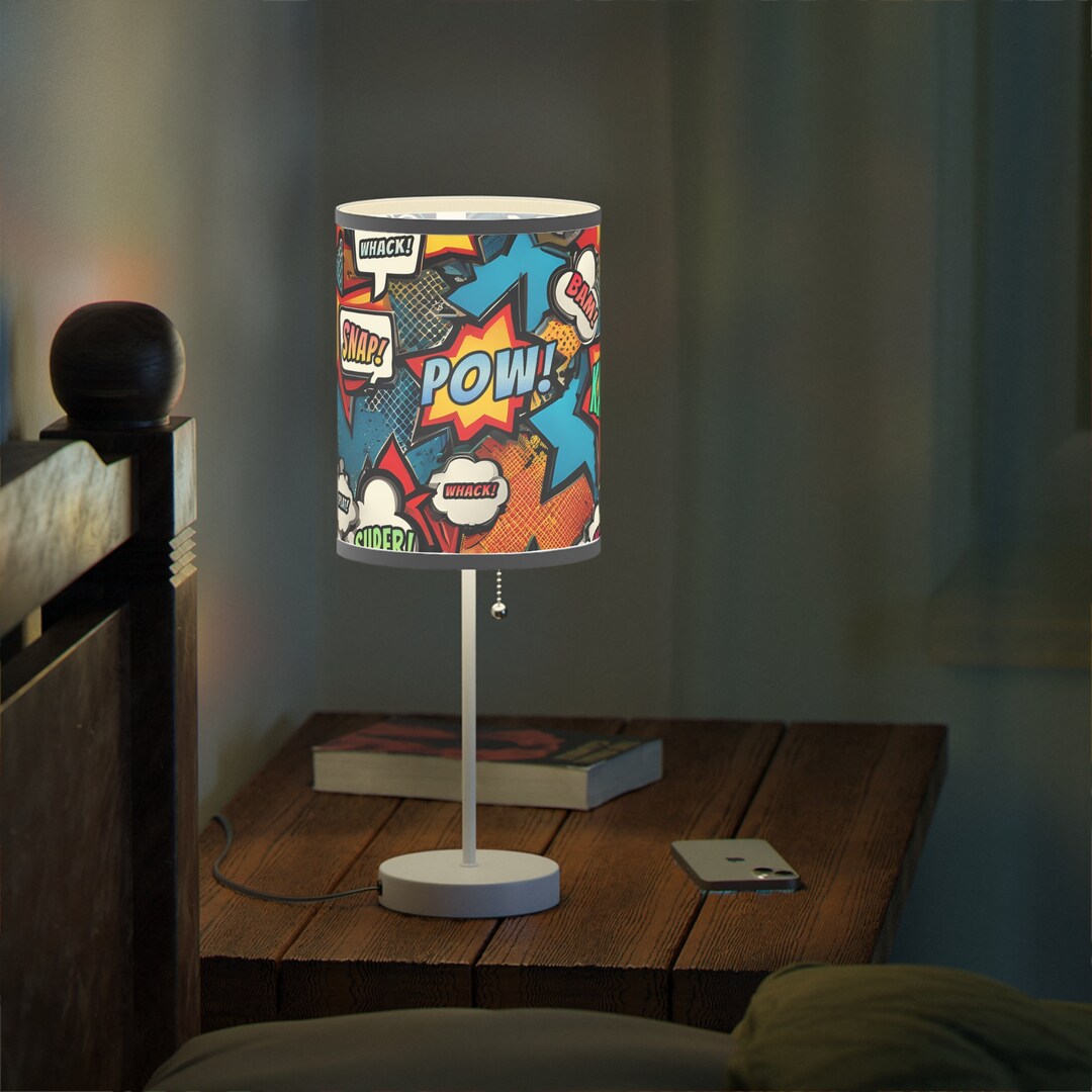 Comic Book Pop Art Lamp Comic Book Home Decor Kid's Decor Superhero ...