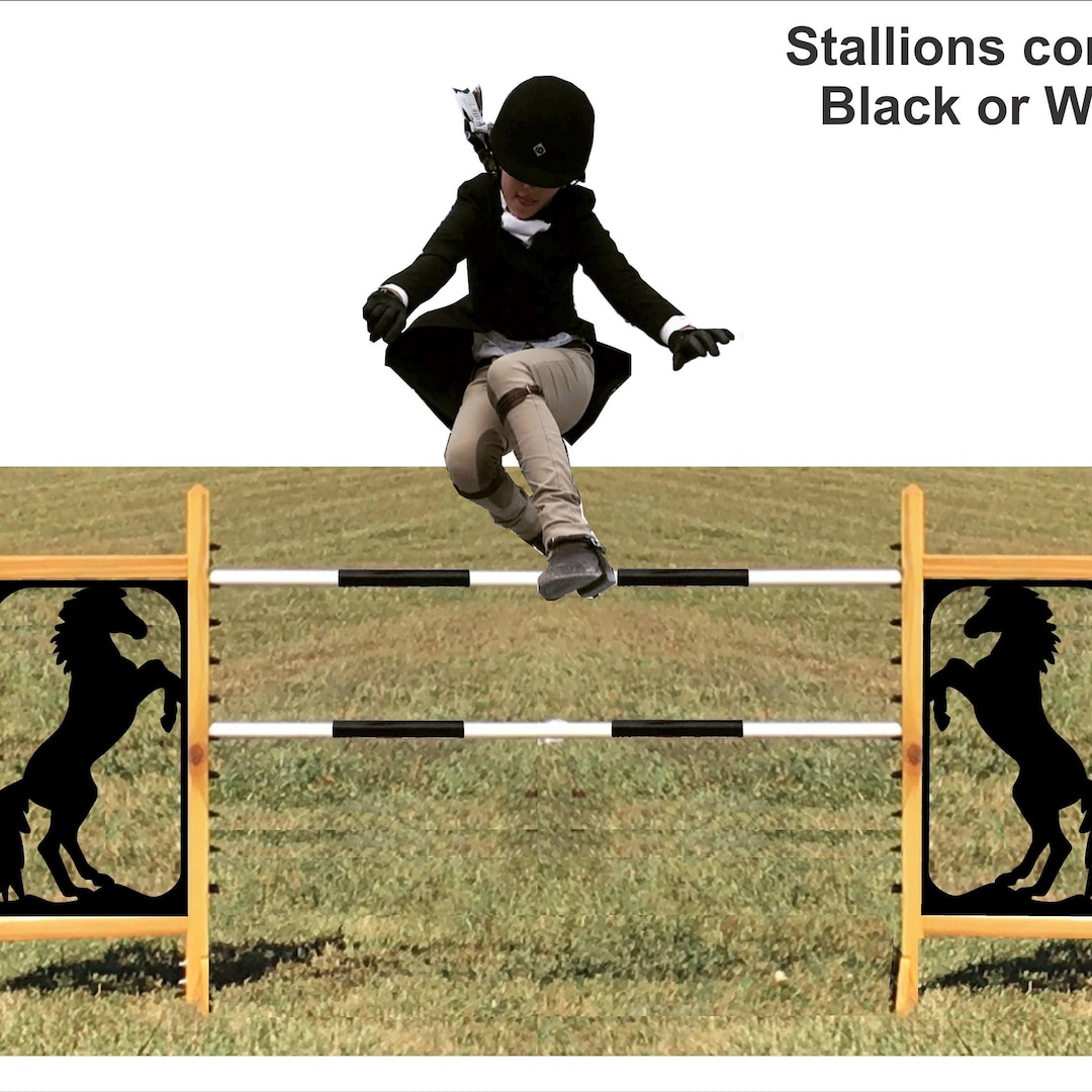 Kids Horse Jump: Cedar Wood Foot Jump Set With Striped Poles - Etsy