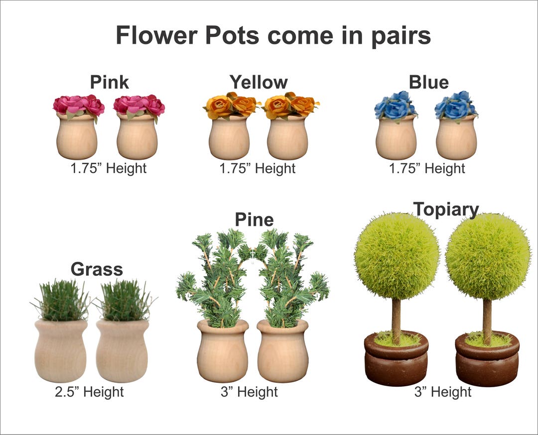 Flower Pots - Miniature - Scale 1:12 - Decorate Horse Jumps, Barn, or ...