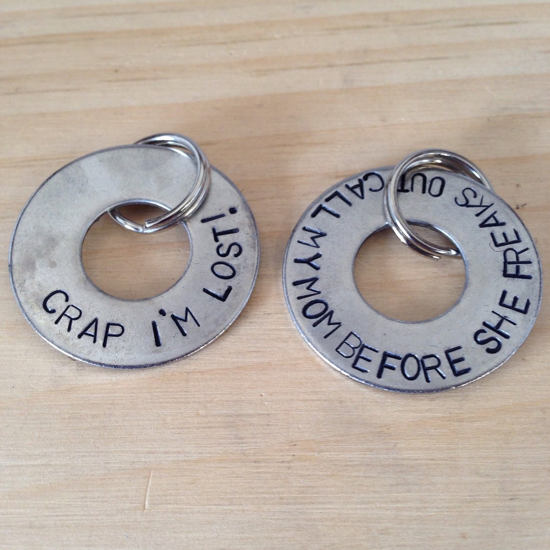Stainless Steel Washer Dog Identification Tag With Name and - Etsy