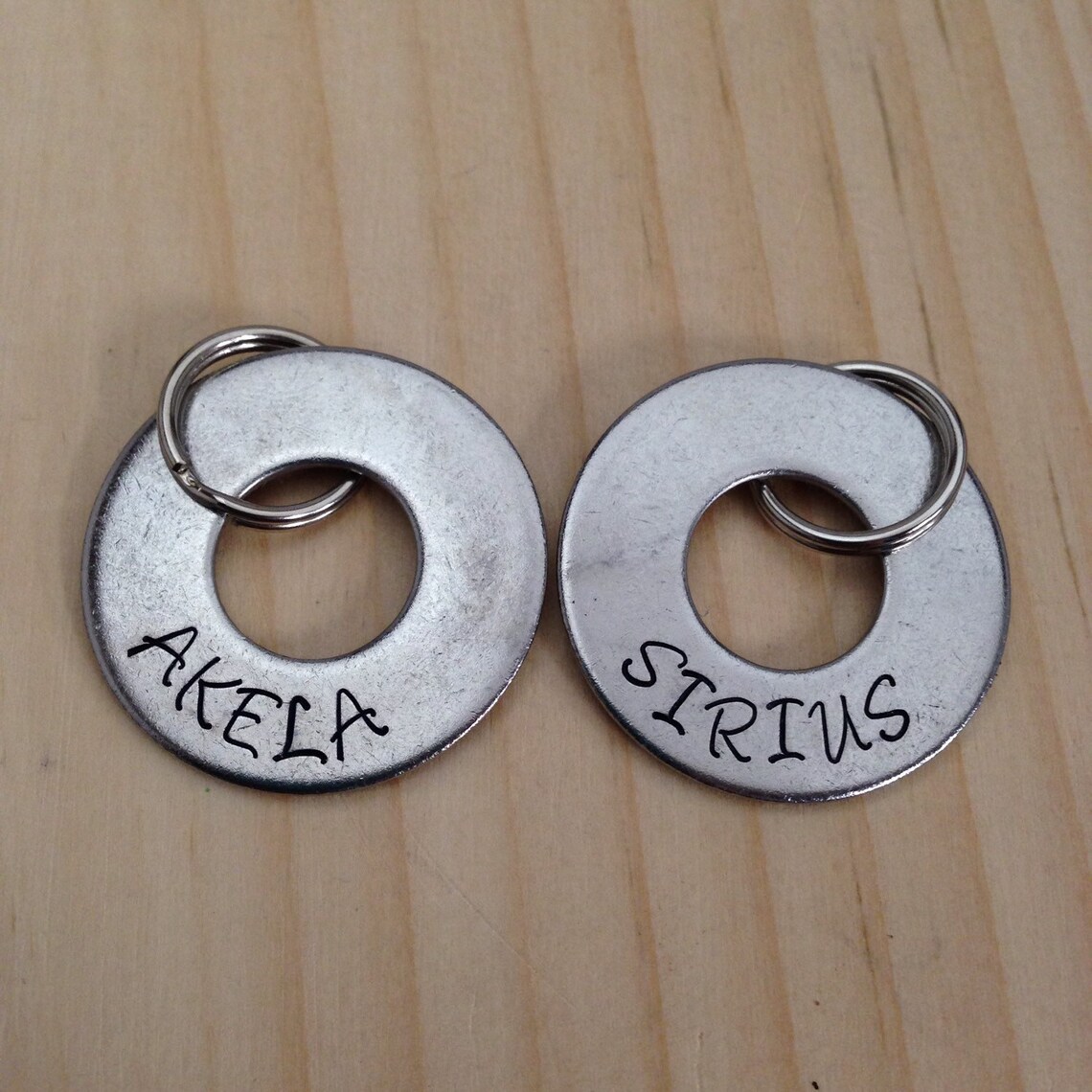 Stainless Steel Washer Dog Identification Tag With Name and | Etsy
