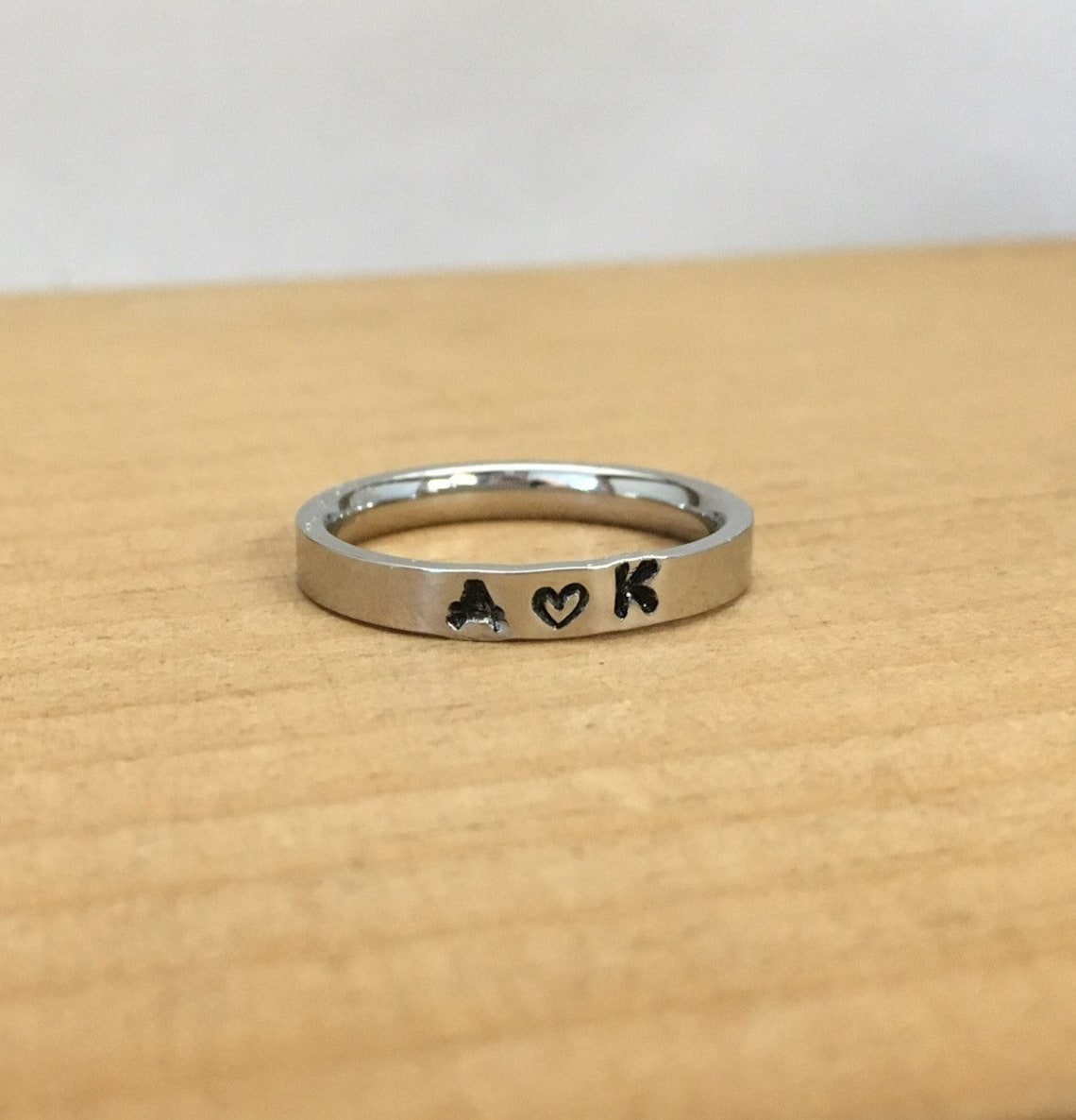 Stackable name ring: ONE custom hand stamped stainless steel | Etsy