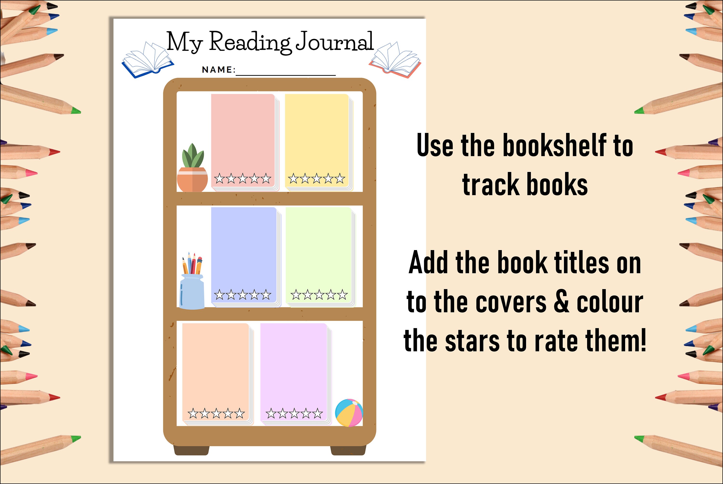 Reading Journal for Kids Printable Reading Tracker Bookshelf - Etsy