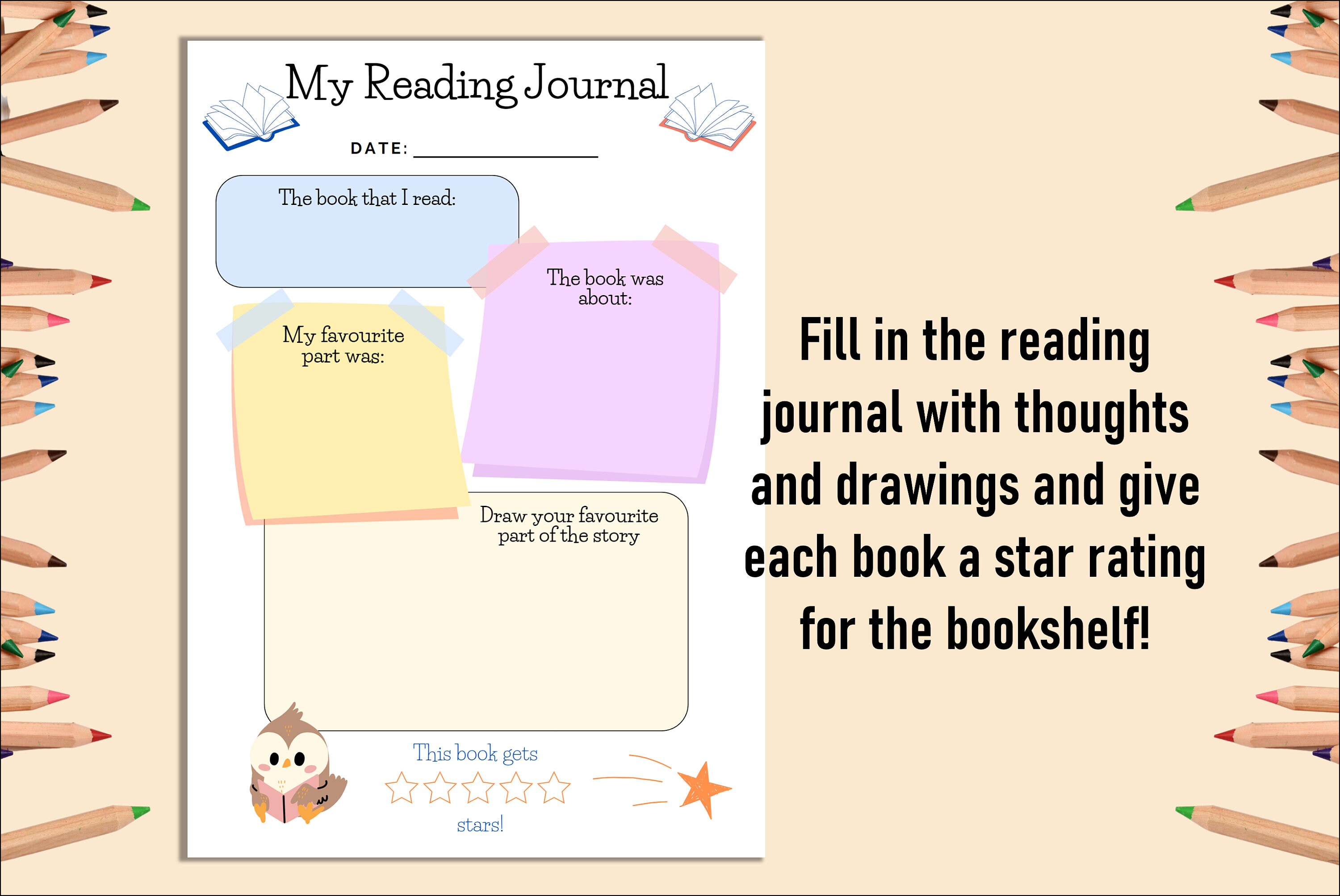 Reading Journal for Kids Printable Reading Tracker Bookshelf - Etsy
