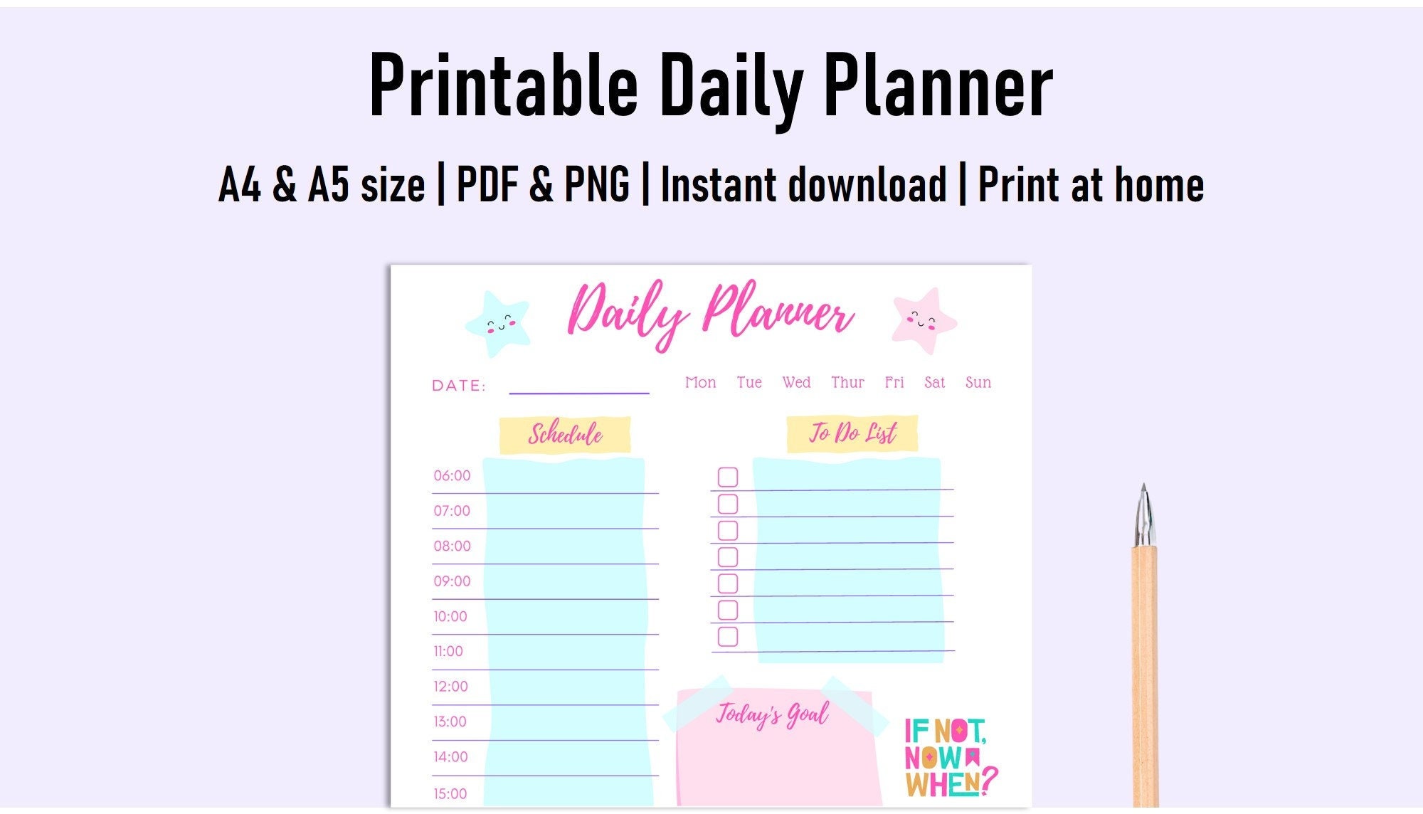 Printable Daily Planner, Work From Home Organizer, Daily Hourly ...