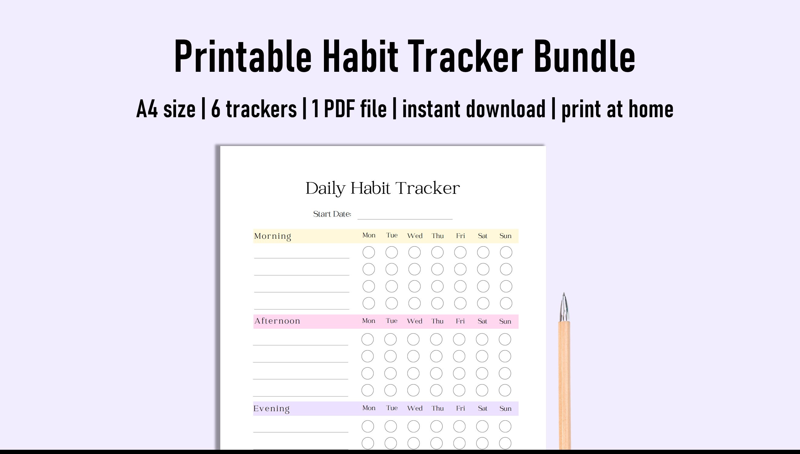 Printable Habit Tracker, A4 Habit Planner, Habit Tracker Bundle, Daily ...