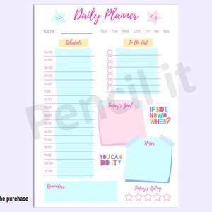 Printable Daily Planner, Work From Home Organizer, Daily Hourly ...