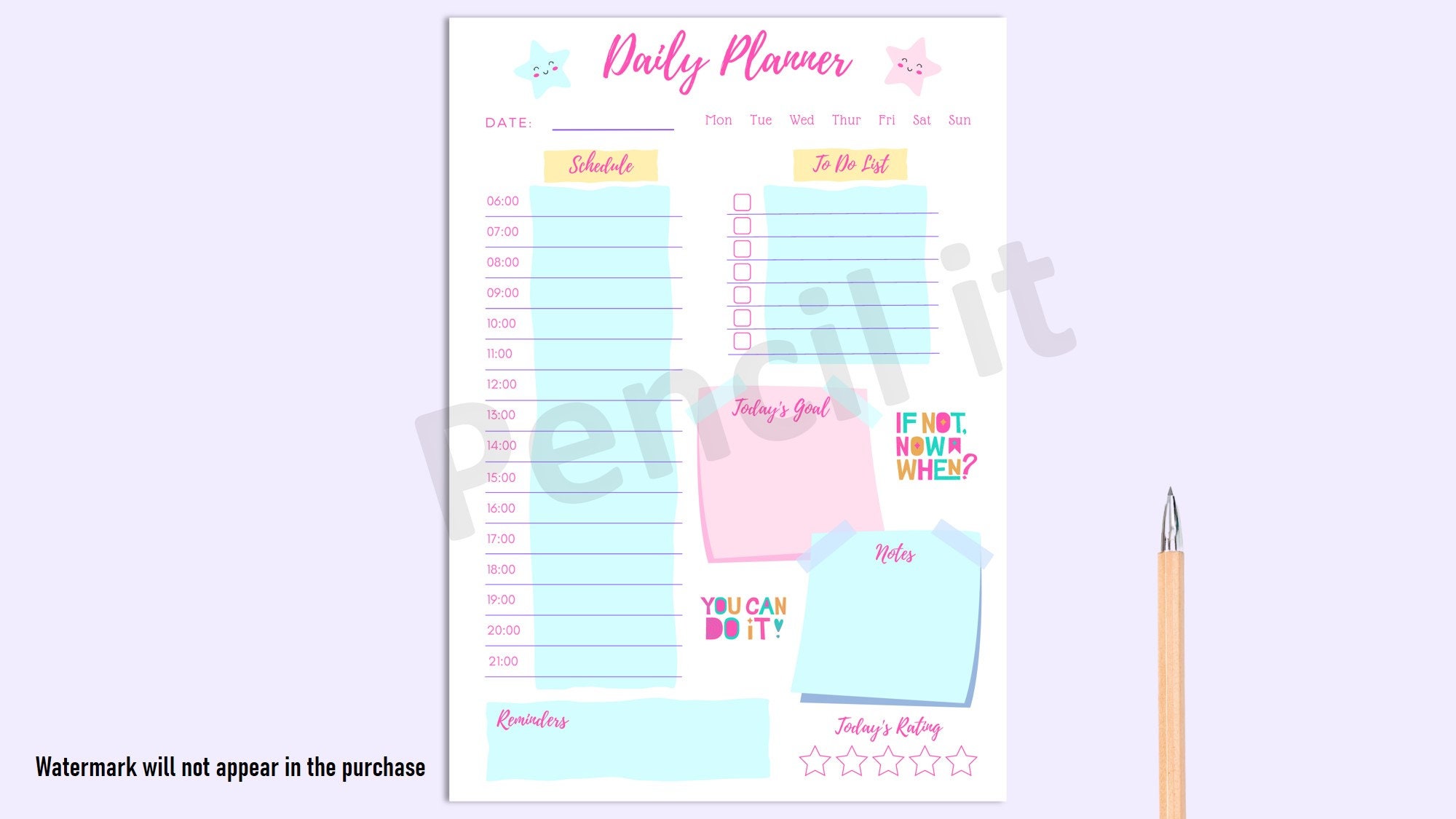 Printable Daily Planner, Work From Home Organizer, Daily Hourly ...