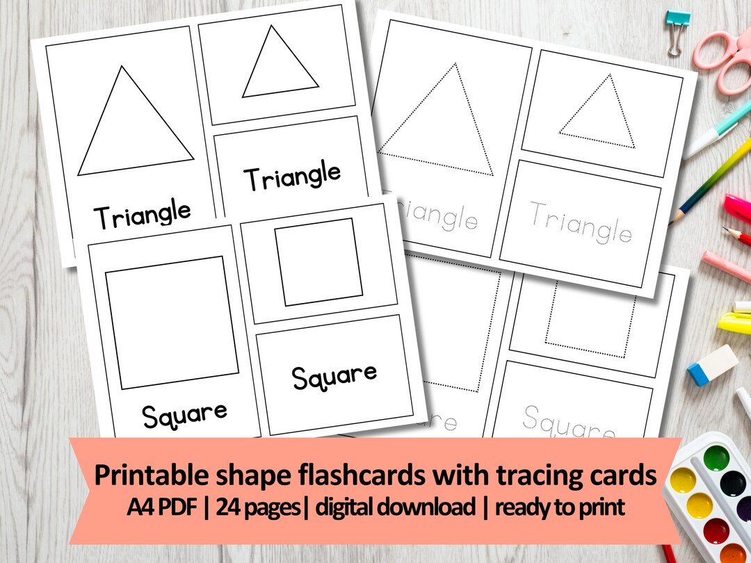 12 Printable Shapes Flash Cards | 12 Tracing Shapes | Preschool ...