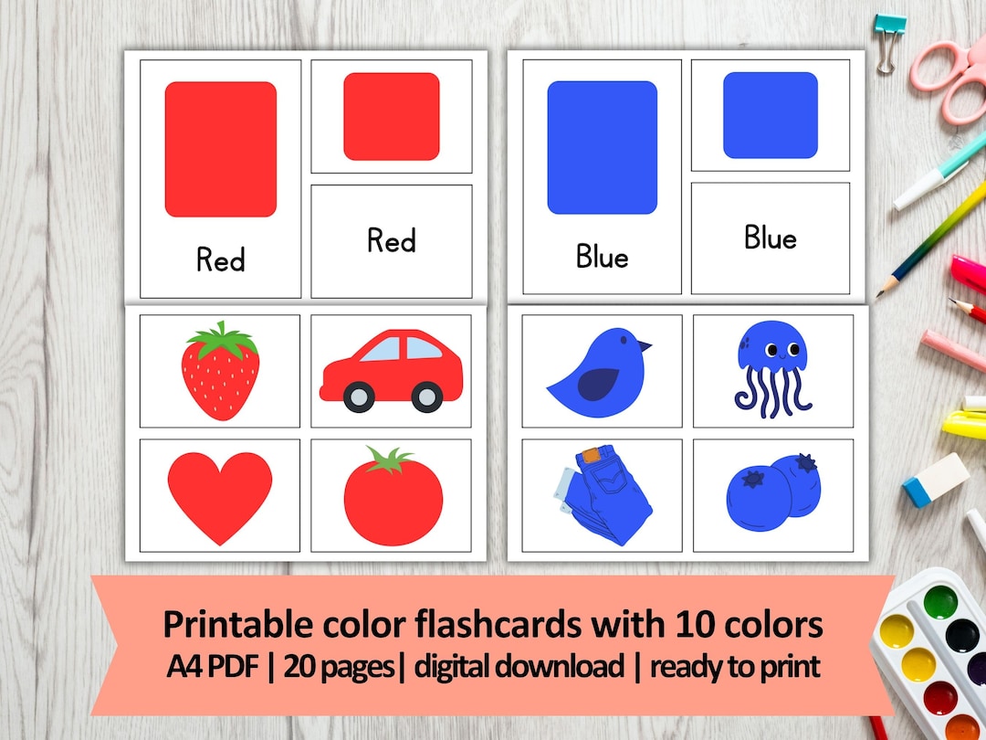 Kids Color Flashcards Printable | 10 Color Learning Cards With Pictures ...