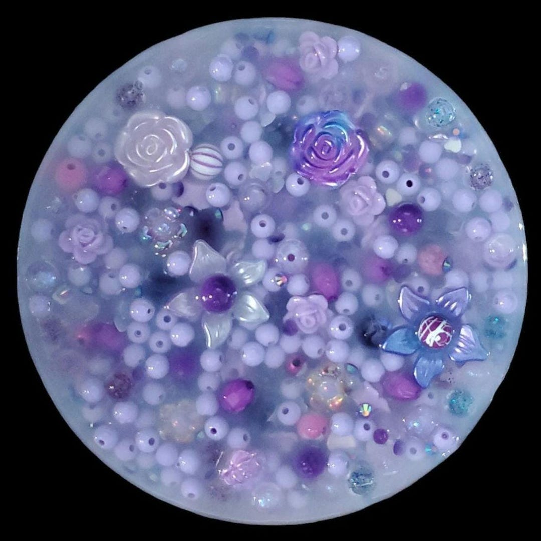 Purple & Blue Flowers Picky Pad Silicone Picking Sensory Toy With Beads ...