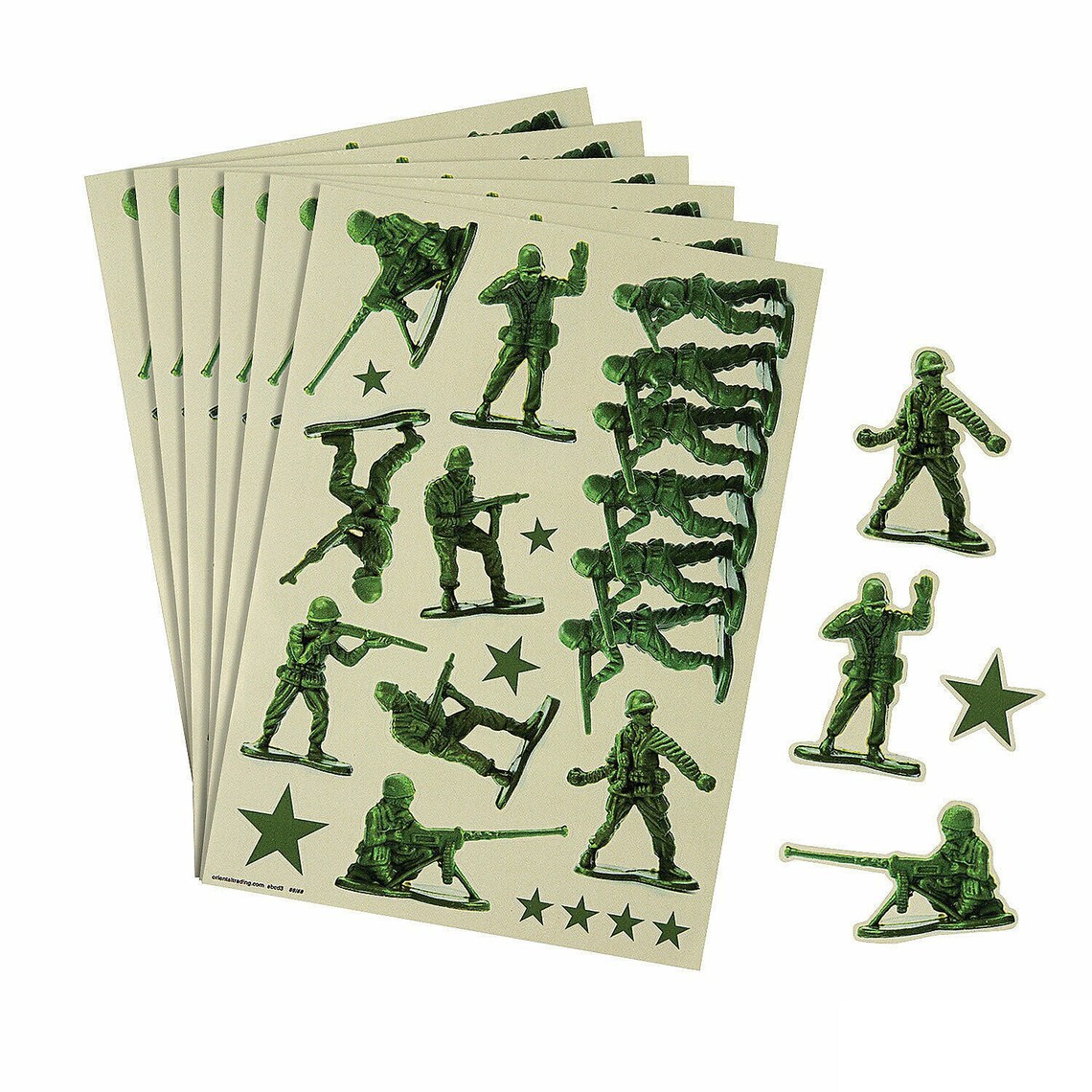 Toy Soldier Stickers Green Army Men and Stars 6 Sheets | Etsy