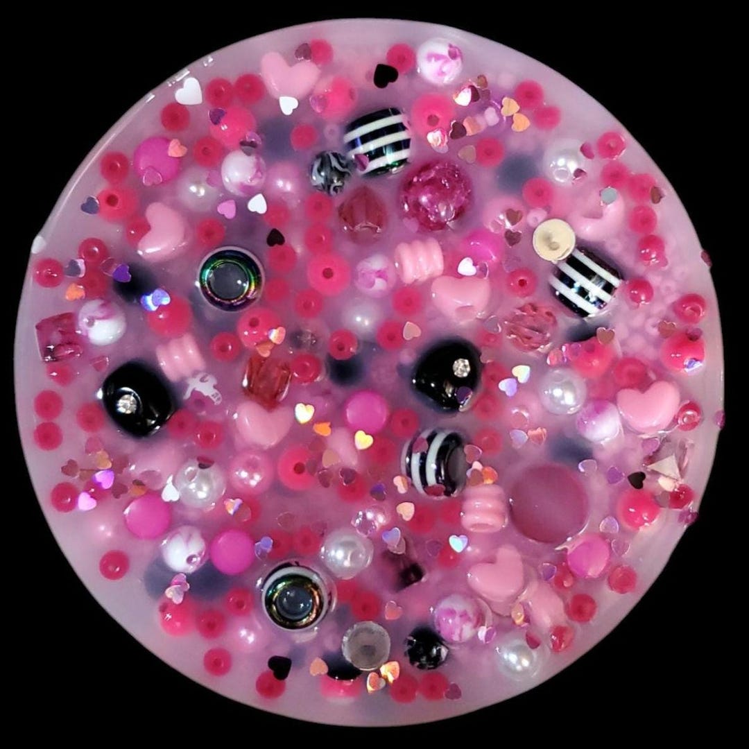 Pretty Pink and Black Picky Pad Silicone Picking Sensory Toy With Beads ...