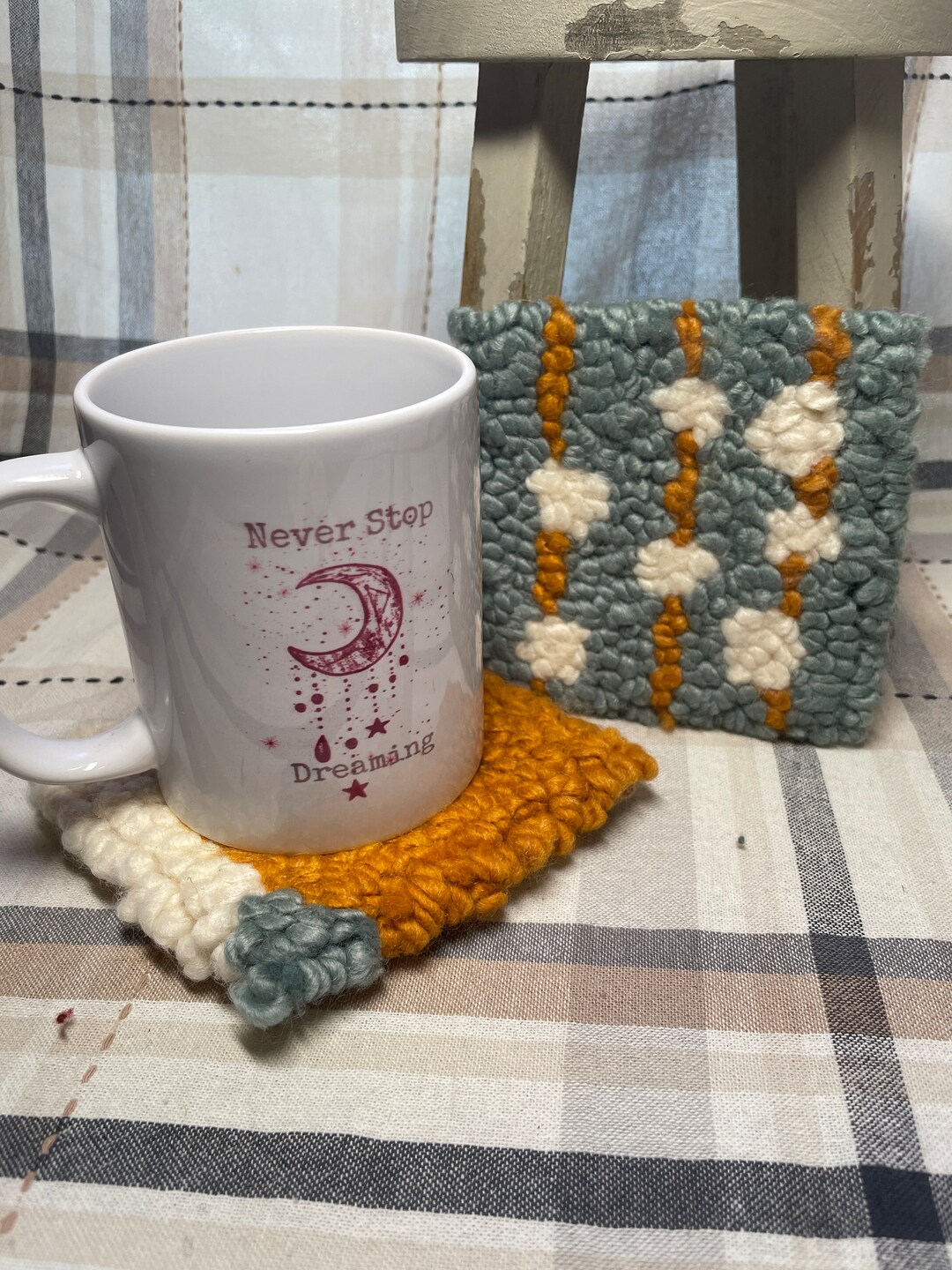 Handmade Hooked Mug Rug Coasters - Set of 2 - Etsy