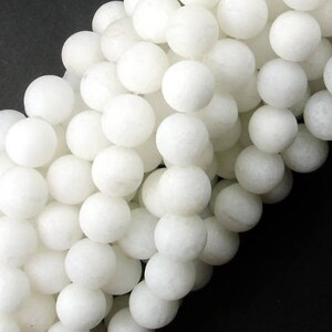 Matte White Jade Beads, 8mm (8.3mm), Round Beads, 15 Inch, Full Strand ...