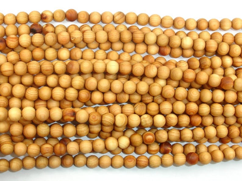 Cedar Wood Beads, Thuja Sutchuenensis, 6mm(6.5mm) Round, 26 Inch, Full ...
