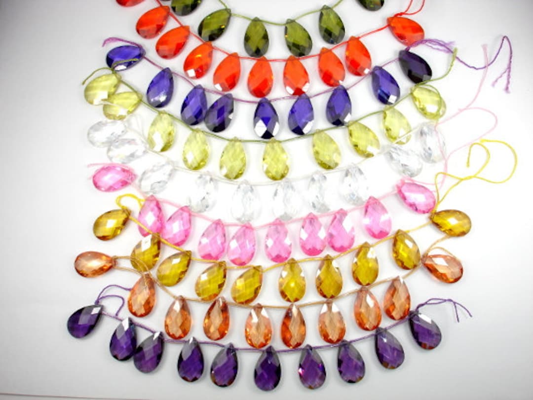 Cubic Zirconia Beads, CZ Bead, 12mm X 20mm Faceted Pear Briolette Beads ...