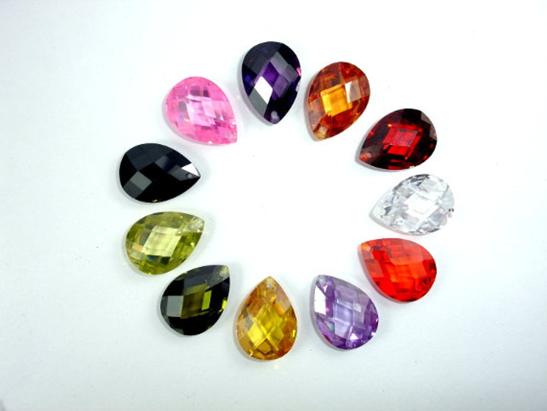 CZ Beads, Cubic Zirconia Beads, 13x18mm Faceted Pear Briolette Pendant ...