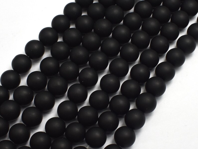 Matte Black Stone, 10mm Round Beads, 15 Inch, Full Strand, Approx. 39 ...