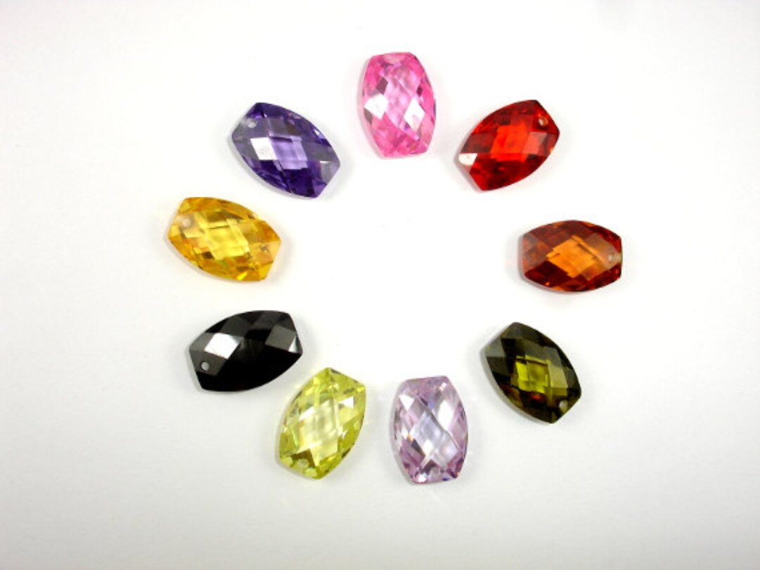 CZ Beads, Cubic Zirconia Beads, 12x17mm Faceted Flat Barrel Pendant ...