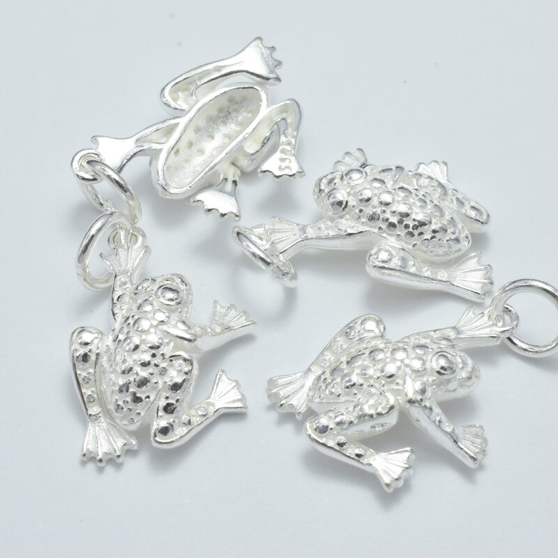 Sterling Silver Frog Charm - Etsy