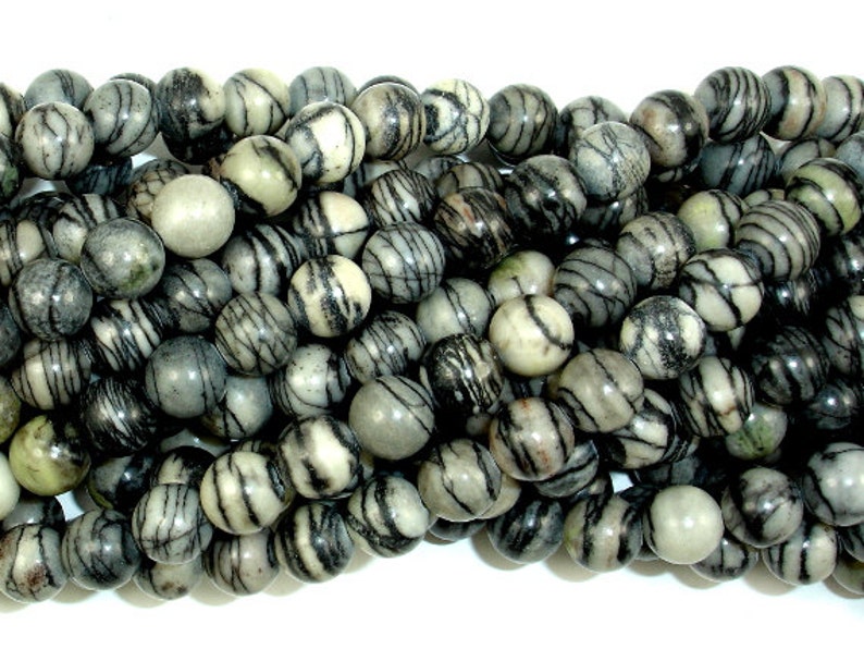Black Line Jasper Beads Silk Stone Spider Web Jasper Round - Etsy