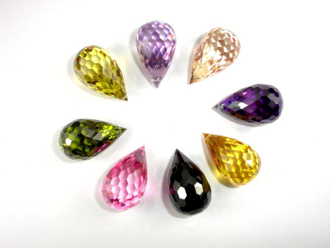 CZ Beads, Cubic Zirconia Beads, 15x25mm Faceted Teardrop Pendant Beads ...