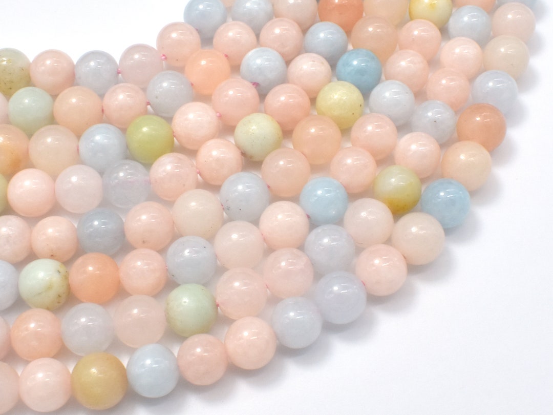 Beryl Beads, Aquamarine, Morganite, Heliodor, 8mm Round Beads, 15 Inch ...
