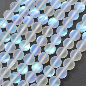 Matte Mystic Aura Quartz-white, 8mm (8.5mm) Round Beads, 15 Inch, Full ...
