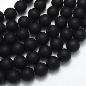 Matte Black Stone, 10mm Round Beads, 15 Inch, Full Strand, Approx. 39 ...