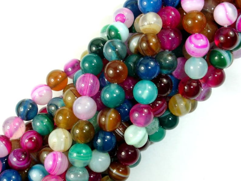 Banded Agate Beads Striped Agate Multi Colored 6mm Round - Etsy