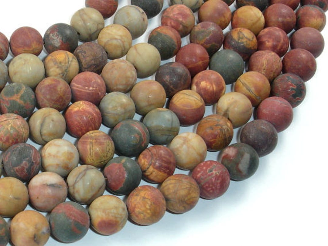 Matte Picasso Jaspis Perlen, 10 mm 10,4 mm runde Perlen, 15,5 Zoll ...