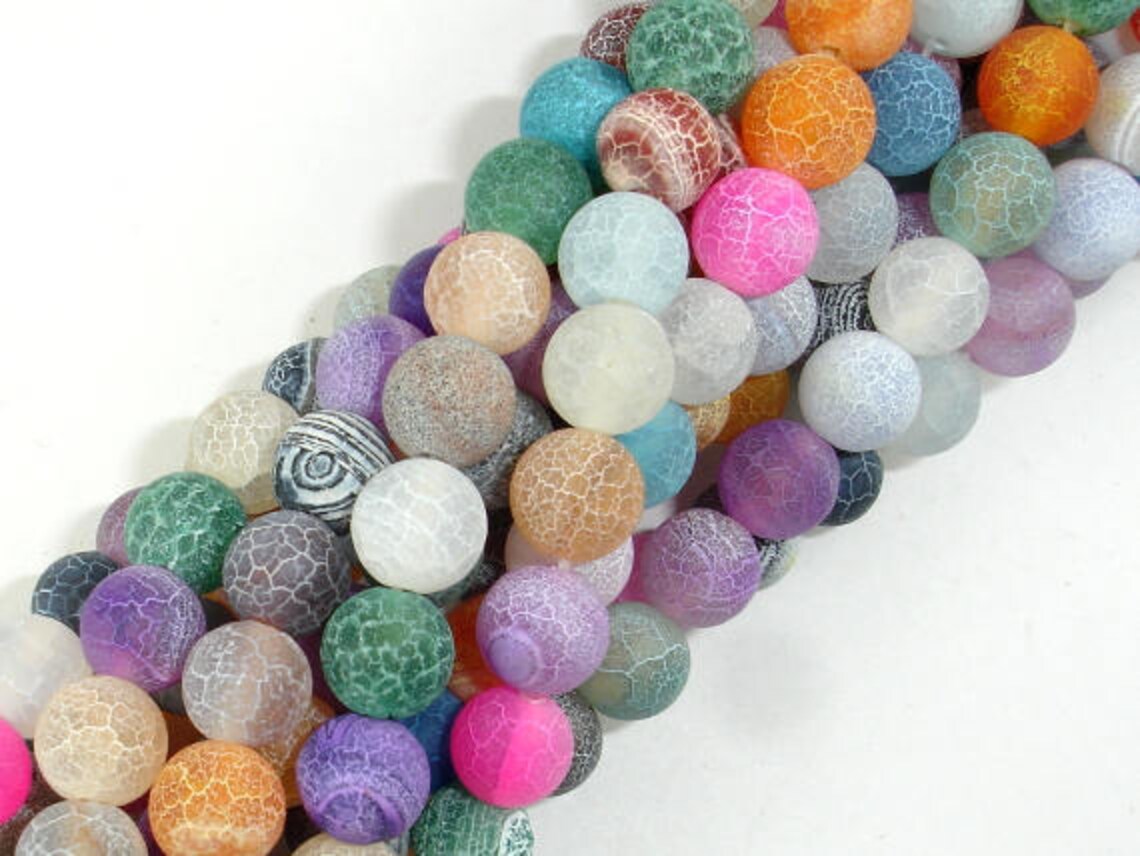 Frosted Matte Agate Multi Color 8mm Round Beads 15 Inch - Etsy