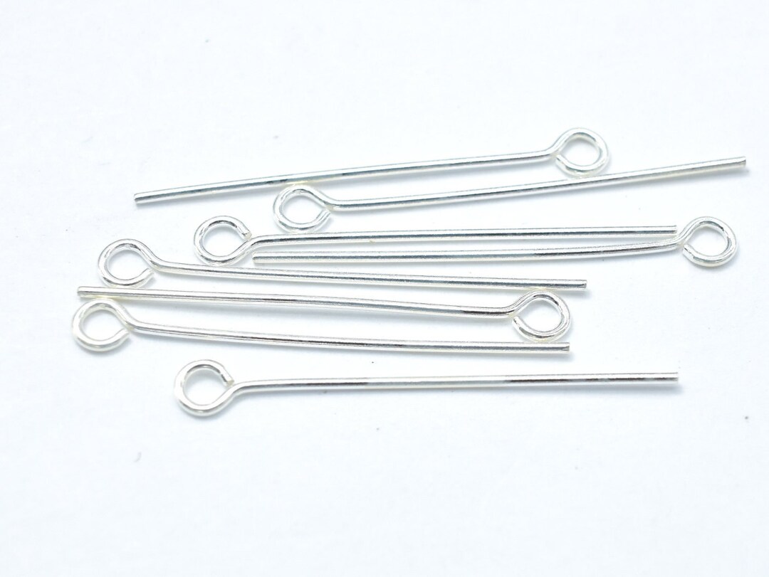 20pcs 925 Sterling Silver Eye Pin, 25mm, 0.6mm23gauge, Hole 1.5mm ...