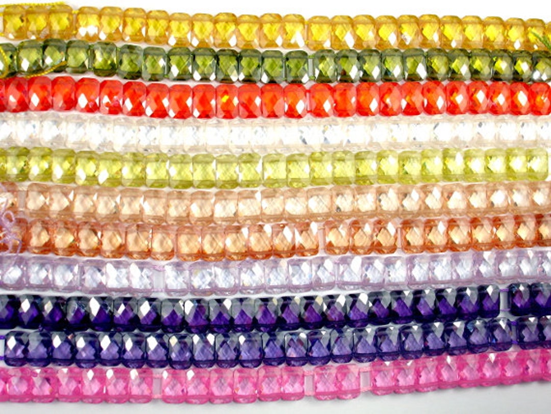 Cubic Zirconia Beads, CZ Beads, 6 X 9 Mm Double Hole Faceted Rectangle ...