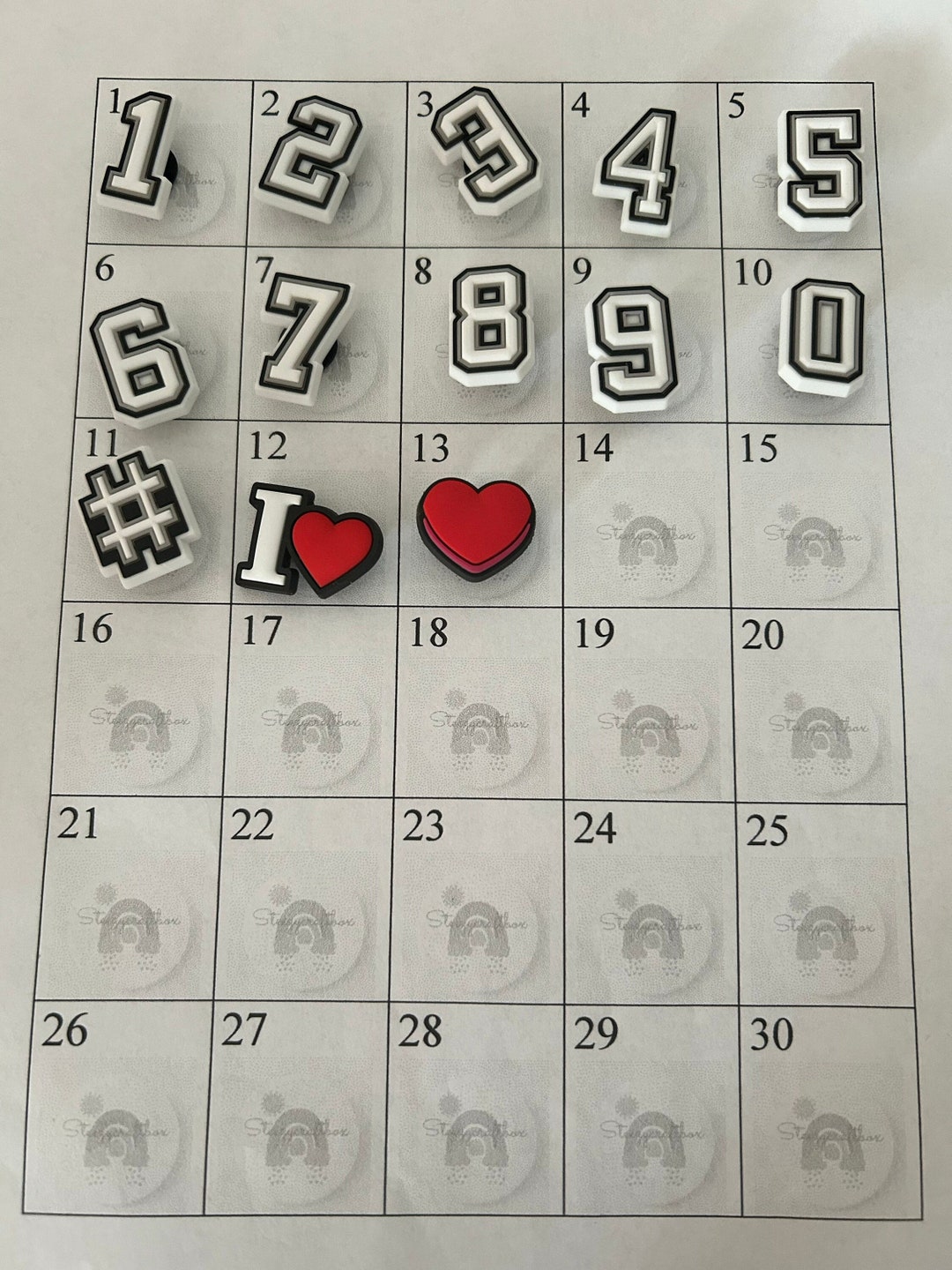Number Shoe Charms | 1 2 3 4 5 6 7 8 9 0 # I Heart and Heart Shoe ...