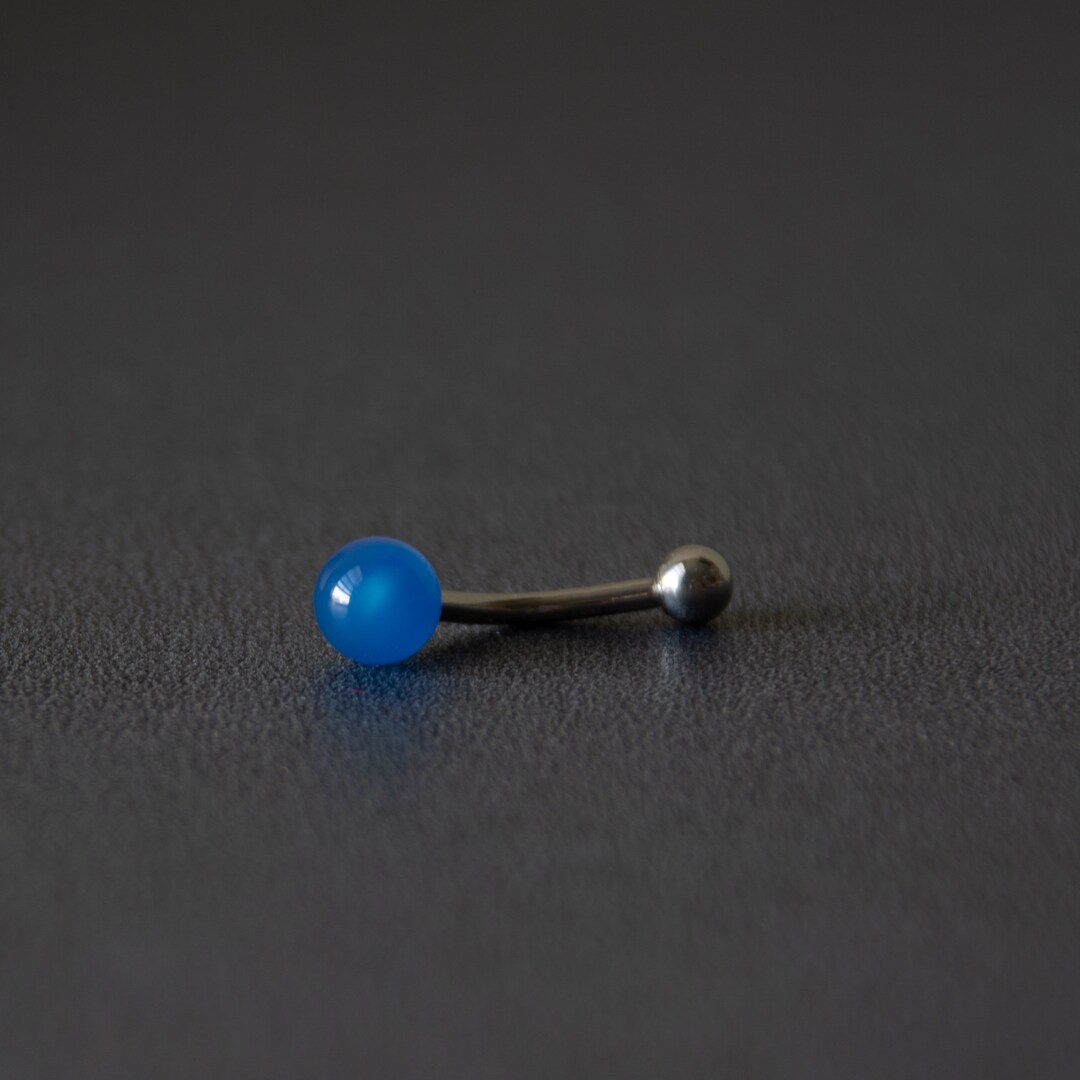 Dainty BLUE ONYX Belly Ring Belly Button Ring Unique Gift Blue Stone ...