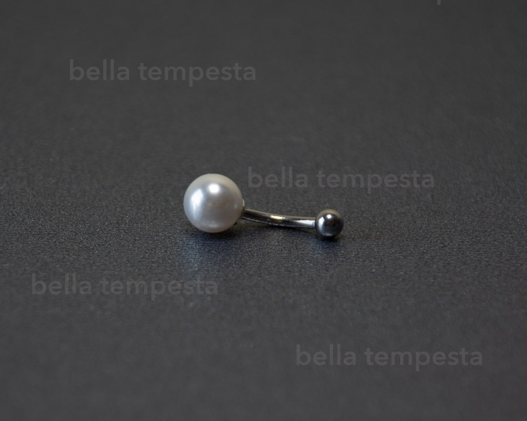 RARE White Swarovski® Crystal Pearl Belly Ring - Belly Button Ring ...