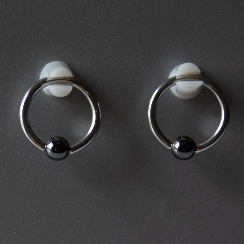 Hematite Captive Bead Ring, 14G Surgical Steel CBR, Body Piercing ...