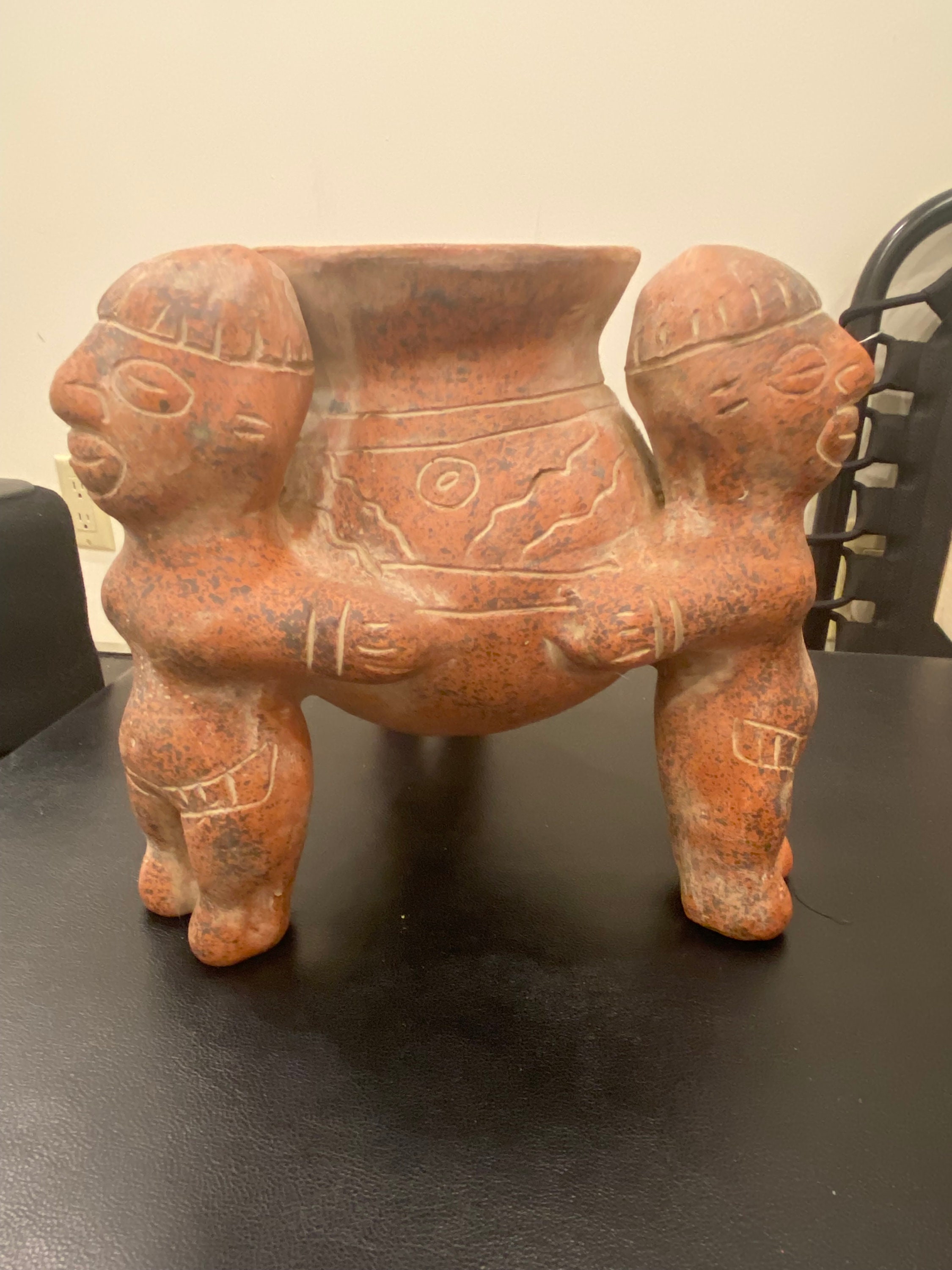 Vintage Mexican Folk Art Vase Flower Vase Terracotta Clay Aztecs Maya ...