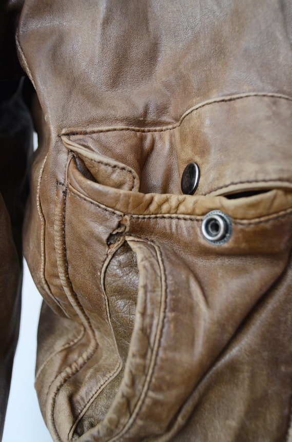 1980s Leather Jacket / Worn In Brown Leather - M - Gem