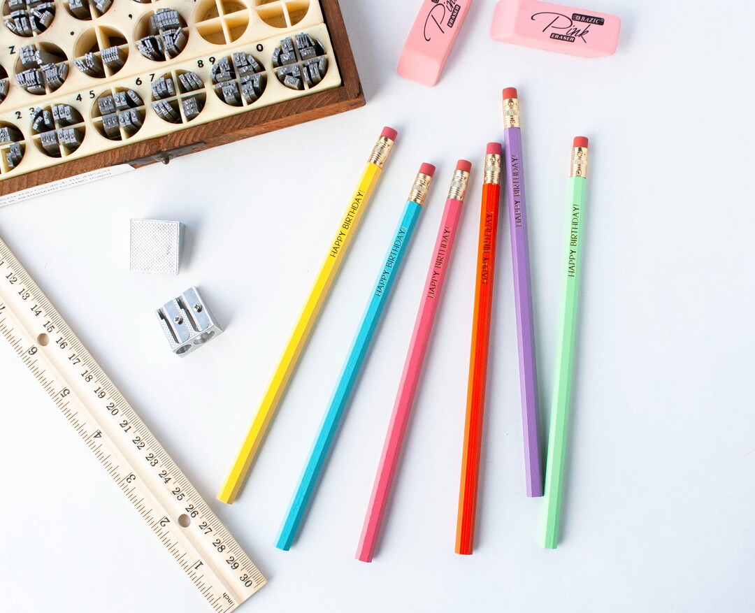 Happy Birthday Pencil Set, Birthday Gift, Colorful Pencils, Pencil Set ...