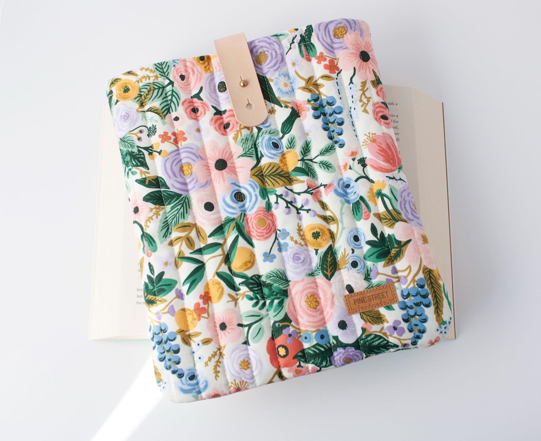 Quilted Rifle Paper Co. Book Sleeve, Quilted Book Pouch, Gift for Book ...