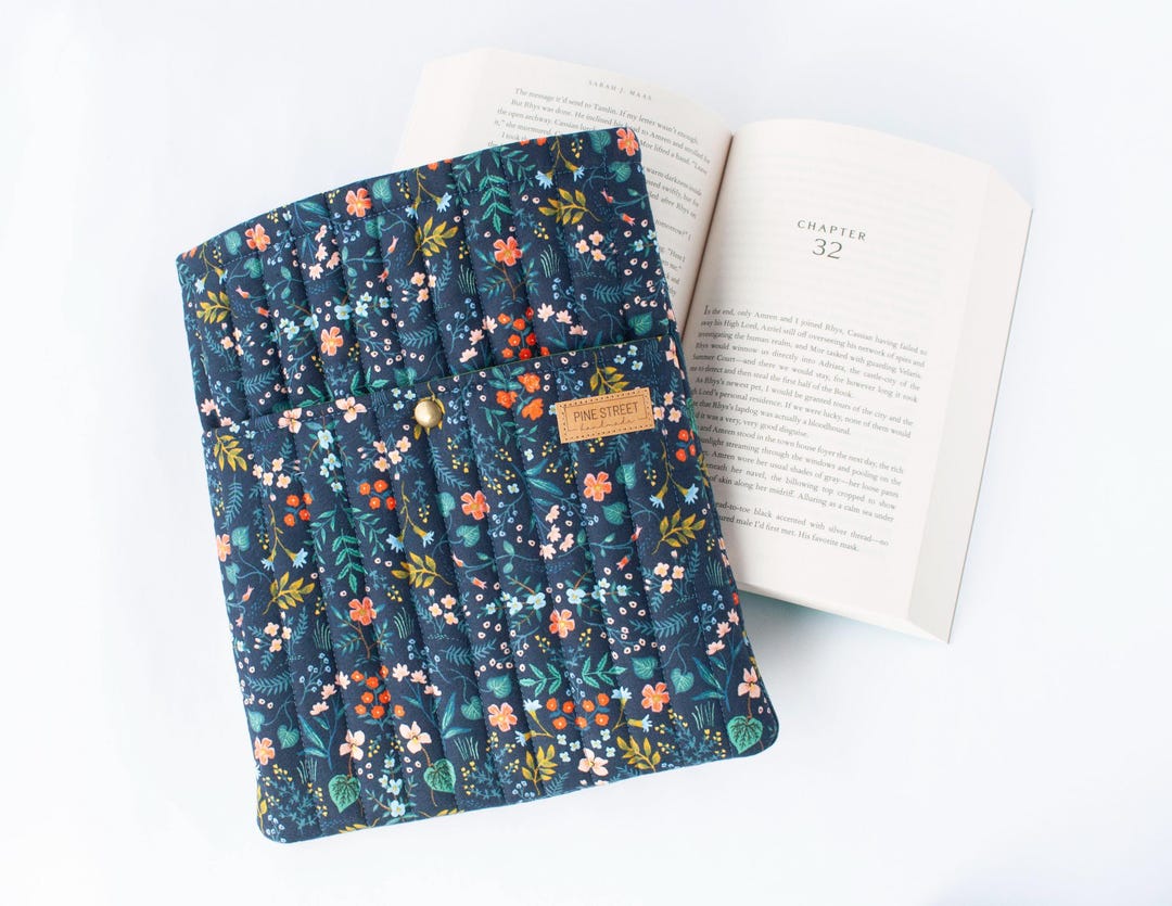 Quilted Rifle Paper Co. Book Sleeve, Quilted Book Pouch, Gift for Book ...